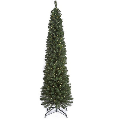 Abaseen 6FT Green Pre-Lit Pencil Slim Artificial Christmas Tree 170LEDs ...