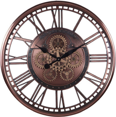 Abaseen 70cm Roman 3D Copper Mechanical Moving Gears Large Wall Clock ...