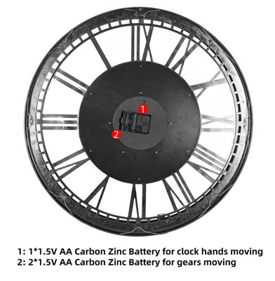 Abaseen 70cm Roman 3D Copper Mechanical Moving Gears Large Wall Clock ...