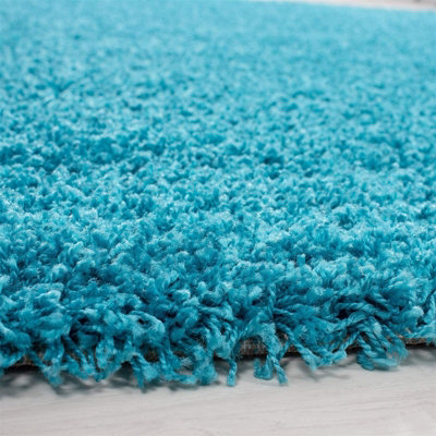 Abaseen 80x150 cm Teal Blue Shaggy Rug - Soft Touch Thick Pile Modern ...