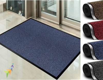 Abaseen Blue 80x140 cm Door Mat Heavy Duty Indoor Outdoor | DIY at B&Q