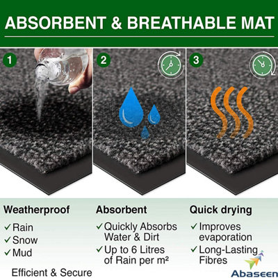 Abaseen Grey 80x120 cm Door Mat Heavy Duty Indoor Outdoor