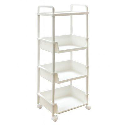 ABBAware 4 Tier Easy Front Access Open Storage Rolling Plastic Trolley ...