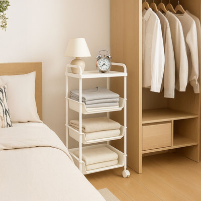 ABBAware 4 Tier Easy Front Access Open Storage Rolling Plastic Trolley ...