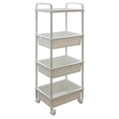 ABBAware 4 Tier Plastic Storage Utility Cart with Top Tray and Large ...