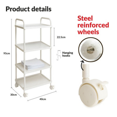 ABBAWARE 4 TIER STORAGE TROLLEY TRAYS, SERVING CARTS, PLASTIC CARTS ...