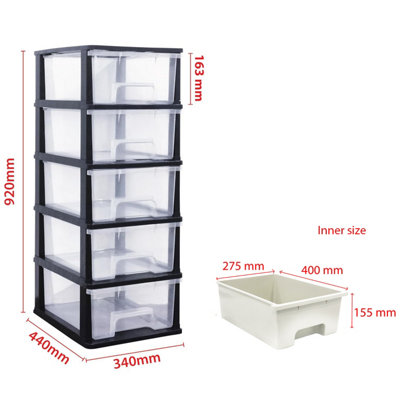 ABBAware Plastic Storage Chest With Wheels, Storage Boxes, Tower, 5 x ...