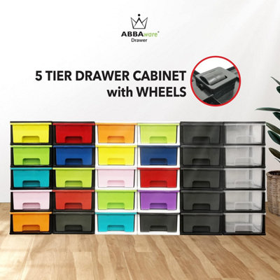 ABBAware Plastic Storage Tower Unit with Wheels, Home Organisation ...