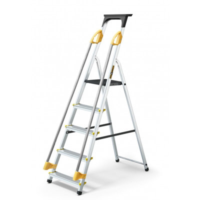 Abbey Aluminium Safety Platform Step Ladders - 5 Tread | DIY at B&Q
