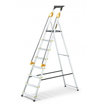 Abbey Aluminium Safety Platform Step Ladders - 8 Tread | DIY at B&Q
