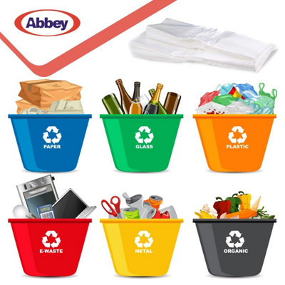 Abbey Clear Recycling Bin Liners, Pack of 100, 18 x 29 x 39 Inch, 64 Gauge