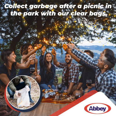 Abbey Clear Recycling Bin Liners, Pack of 100, 18 x 29 x 39 Inch, 64 Gauge