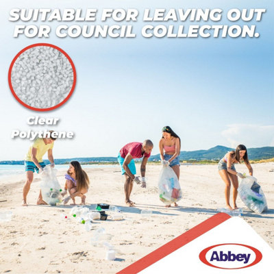 Abbey Clear Recycling Bin Liners, Pack of 100, 18 x 29 x 39 Inch, 64 Gauge