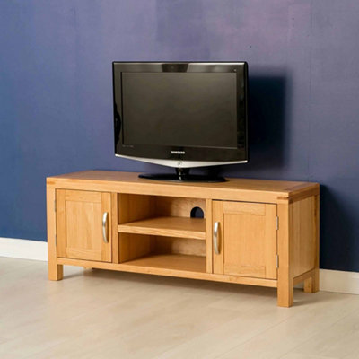 Abbey Light Oak 120cm Large TV Unit - Fully Assembled By Roseland Furniture