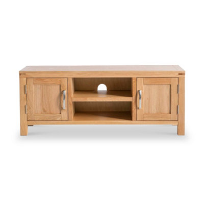 Abbey Light Oak 120cm Large TV Unit - Fully Assembled By Roseland Furniture