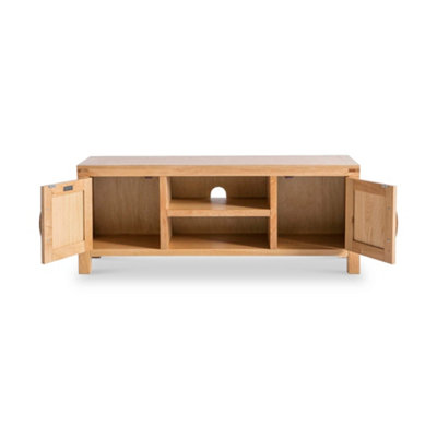 Abbey Light Oak 120cm Large TV Unit - Fully Assembled By Roseland Furniture