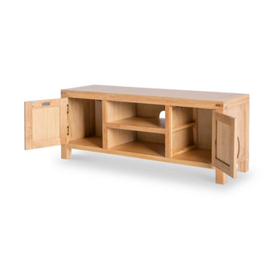 Abbey Light Oak 120cm Large TV Unit - Fully Assembled By Roseland Furniture