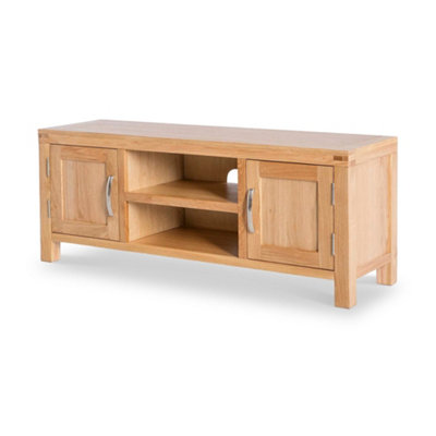 Abbey Light Oak 120cm Large TV Unit - Fully Assembled By Roseland Furniture