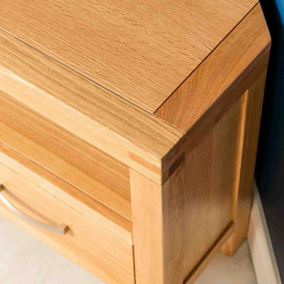 Abbey Light Oak 90cm Corner TV Unit - Fully Assembled By Roseland Furniture