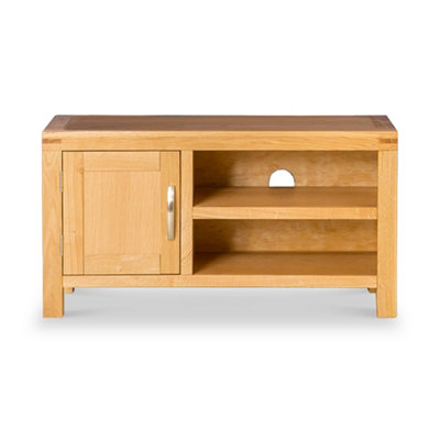 Abbey Light Oak 90cm Small TV Unit - Fully Assembled By Roseland Furniture