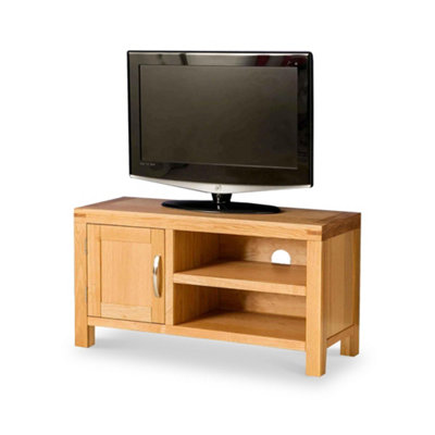 Abbey Light Oak 90cm Small TV Unit - Fully Assembled By Roseland Furniture