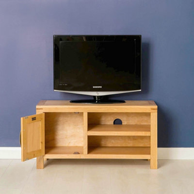 Abbey Light Oak 90cm Small TV Unit - Fully Assembled By Roseland Furniture