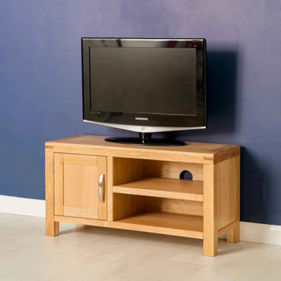 Abbey Light Oak 90cm Small TV Unit - Fully Assembled By Roseland Furniture