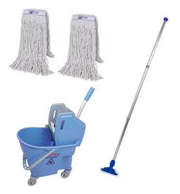 Abbey Professional Kentucky Mop Handle and Bucket Kit with Two 450 Gram ...