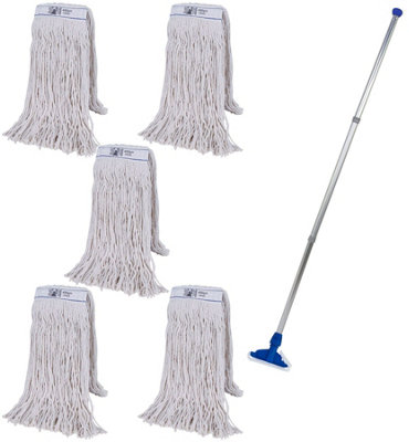 Abbey Professional Kentucky Mop Handle and Holder and 5 Kentucky Heads ...
