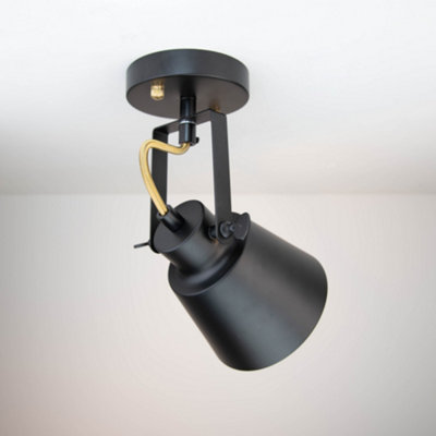 ABIGAIL SPOTLIGHT MATT BLACK AND GOLD E27 GLS LED COMPATIBLE SINGLE ...