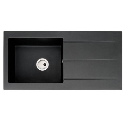 Abode AW3007 Black Zero 1.0 Bowl and Drainer Granite Sink