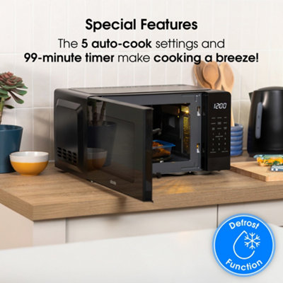 Abode Black Microwave Touch Control 700W 20L Digital 10 Power Levels ...