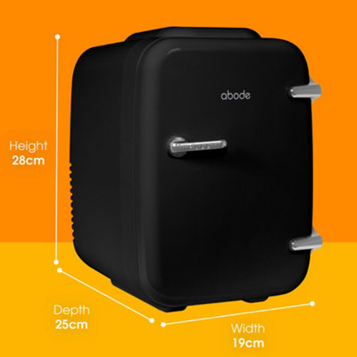 Abode Black Mini Fridge 4L Table Top 6 Can Cooler & Warmer For Drinks ...