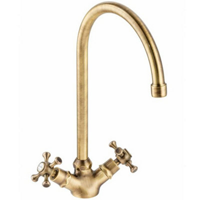Abode Burford Twin Lever Brushed Brass Kitchen Sink Tap