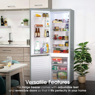Abode Freestanding Fridge Freezer 288L 70/30 Silver 180cm Tall with ...