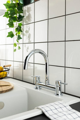 Abode Galley Contemporary Kitchen Deck Mixer in Chrome