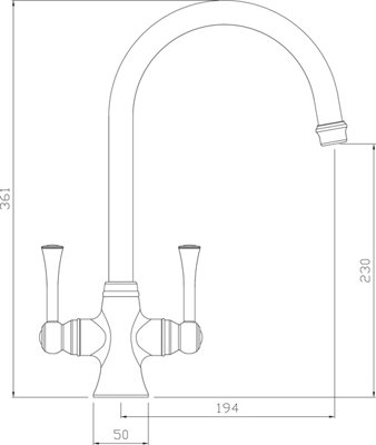Abode Gatsby Traditional Dual Lever Monobloc Mixertap in Brushed Nickel