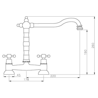 Abode Melford Bridge Kitchen Mixer Tap, Polished Brass, Swivel Spout, 2 ...
