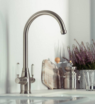 Abode PT1191 Brushed Nickel Pronteau ProTrad 3 in 1 Monobloc Kitchen Tap