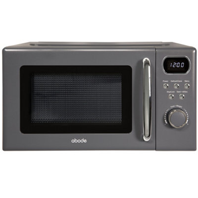 Abode Retro Microwave 20 Litre Grey Digital 700W, Mirror Finish, 8 Auto ...