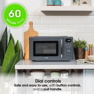 Abode Retro Microwave 20 Litre Grey Digital 700W, Mirror Finish, 8 Auto ...