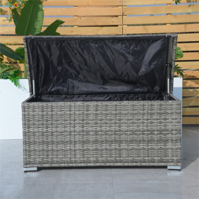 Abrihome 243L Iron Outdoor Rattan Storage Box, Outdoor Small Deck ...