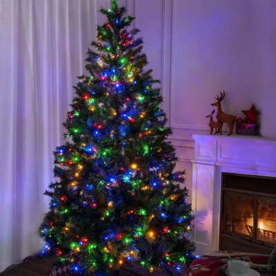 Abrihome 6FT Stylish Green Christmas Tree with LED Lights, Flame-Retardant