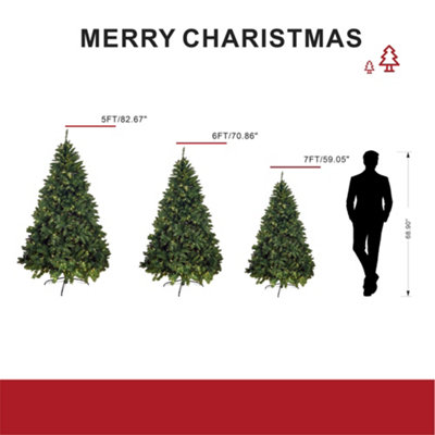 Abrihome 7FT Pre-lit Lighted Christmas Tree, Artificial Christmas Tree ...