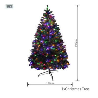 Abrihome 7FT Stylish Green Christmas Tree with LED Lights, Flame-Retardant