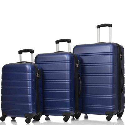 ABS Hard Shell Travel Trolley Suitcase 4 Wheel Luggage Set Hand Luggage ...