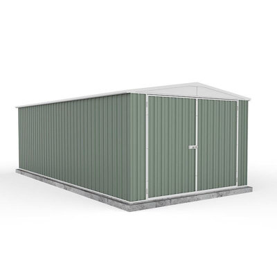 Absco 20ft x 10ft Garden Utility Workshop Green Apex Roof Storage Shed ...