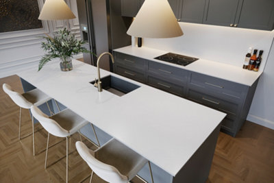 ABSOLUTE WHITE 12MM COMPACT LAMINATE WORKTOP 3050MM X 610MM X 12MM ...