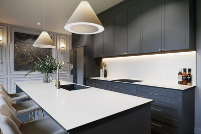 Absolute White - Black Core - 12mm Compact Laminate Worktop 1000mm x ...