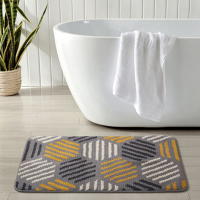 Absorbent Hexagonal Slip Resistant Bathroom Mat 80cm L x 50cm W